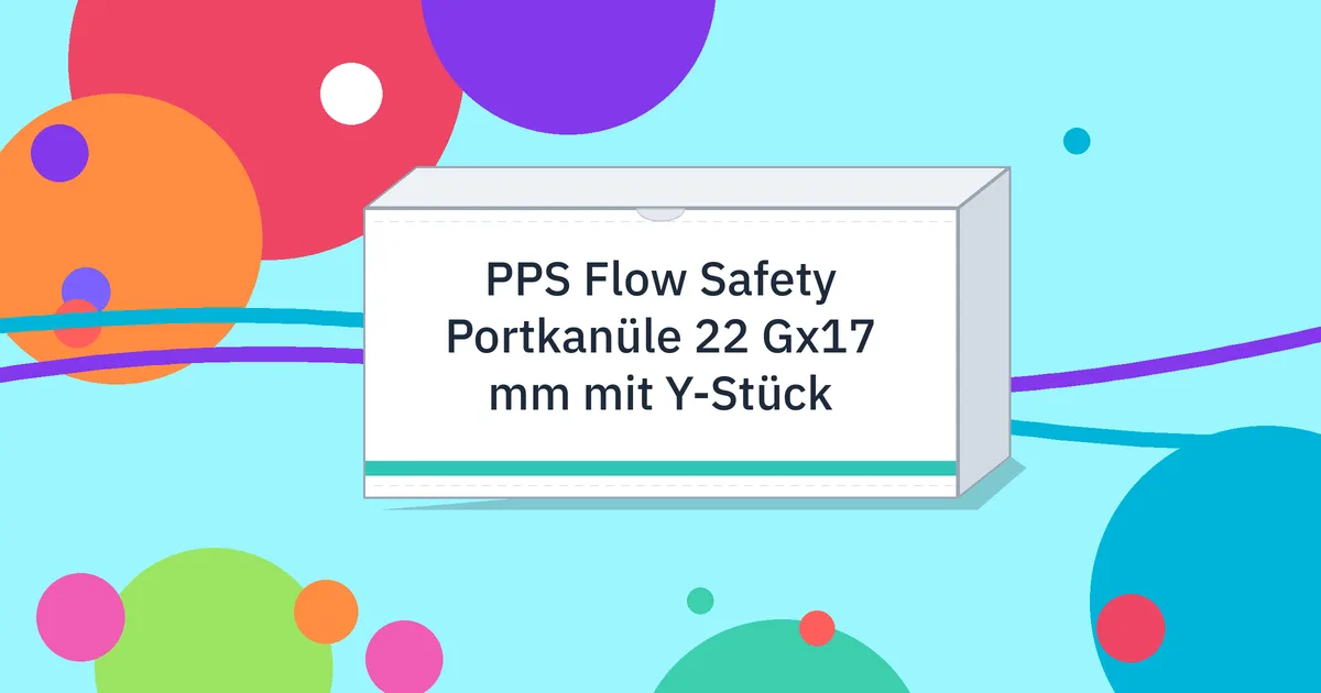 Symbolbild: Packung mit der Aufschrift PPS Flow Safety Portkanüle 22 Gx17 mm mit Y-Stück (PZN 10073980) – Verfügbarkeit und Bezug in Apotheken in Frankfurt am Main