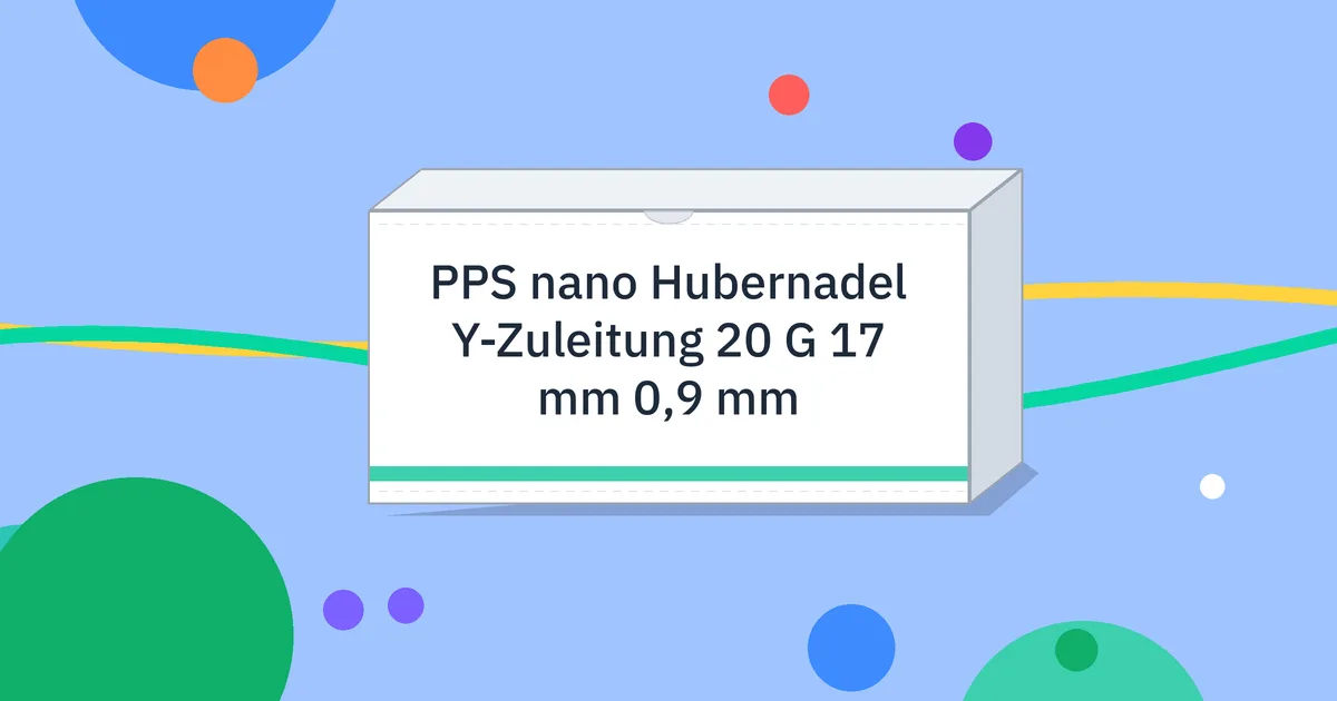 Symbolbild: Packung mit der Aufschrift PPS nano Hubernadel Y-Zuleitung 20 G 17 mm 0,9 mm (PZN 18195352) – Verfügbarkeit und Bezug in Apotheken in Frankfurt am Main