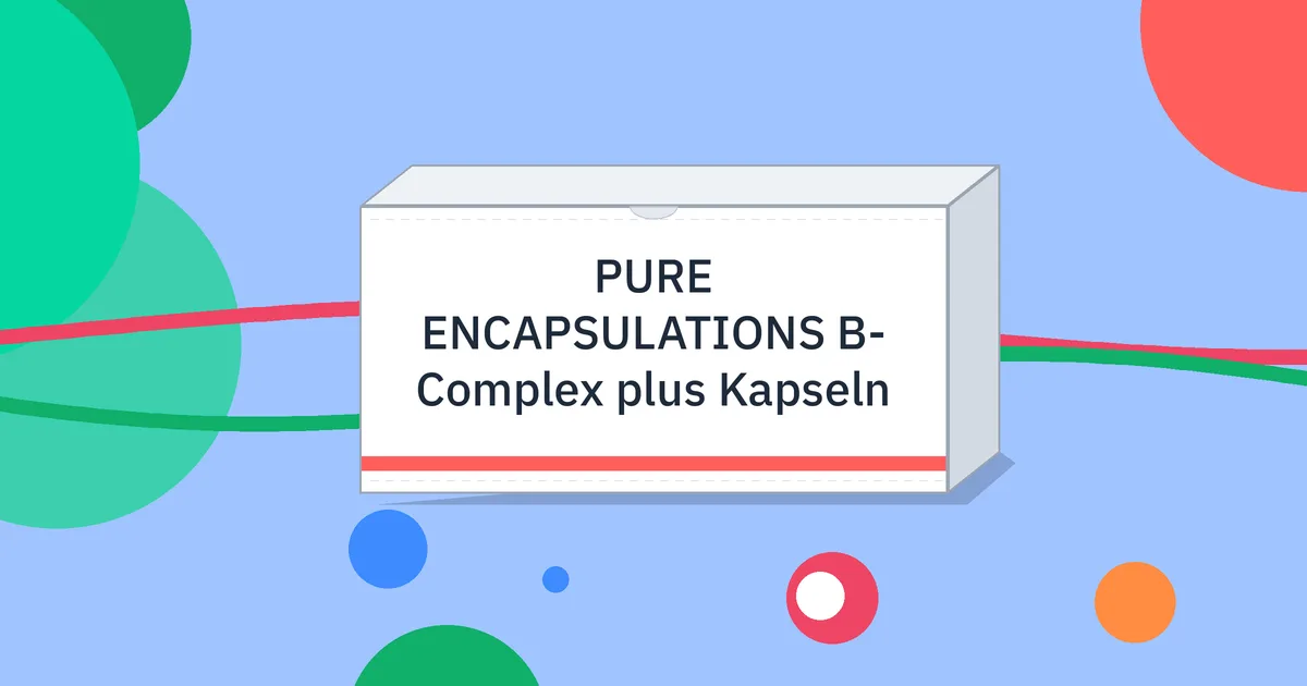 Symbolbild: Packung mit der Aufschrift PURE ENCAPSULATIONS B-Complex plus Kapseln (PZN 06552226) – Verfügbarkeit und Bezug in Apotheken in Frankfurt am Main