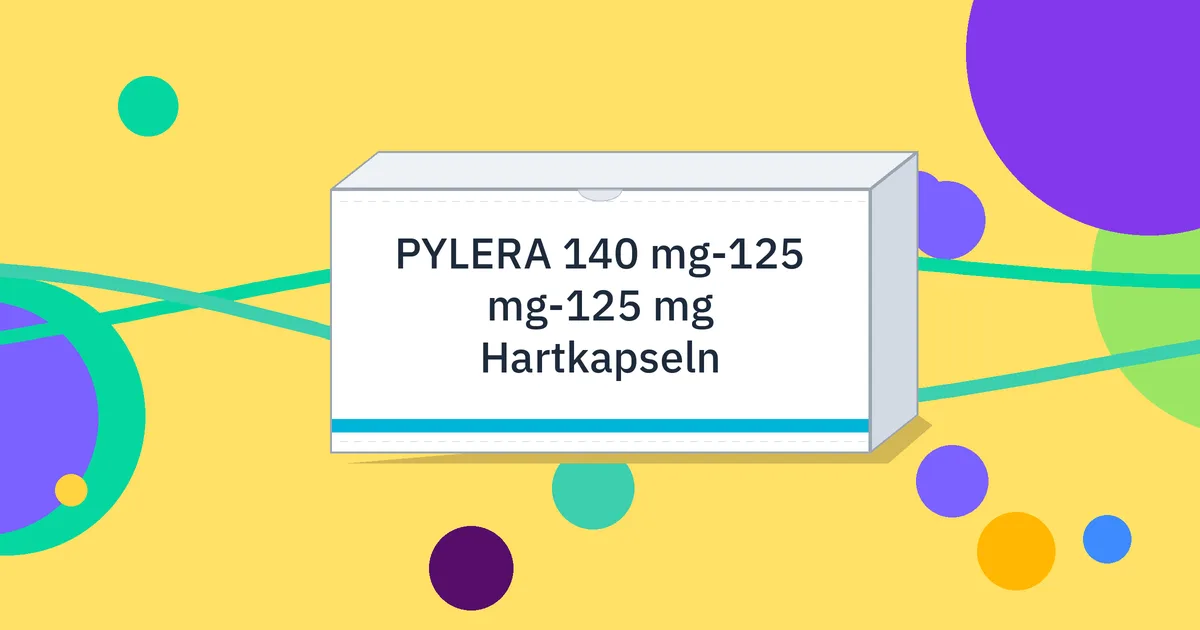 Symbolbild: Packung mit der Aufschrift PYLERA 140 mg-125 mg-125 mg Hartkapseln (PZN 13713606) – Verfügbarkeit und Bezug in Apotheken in Frankfurt am Main