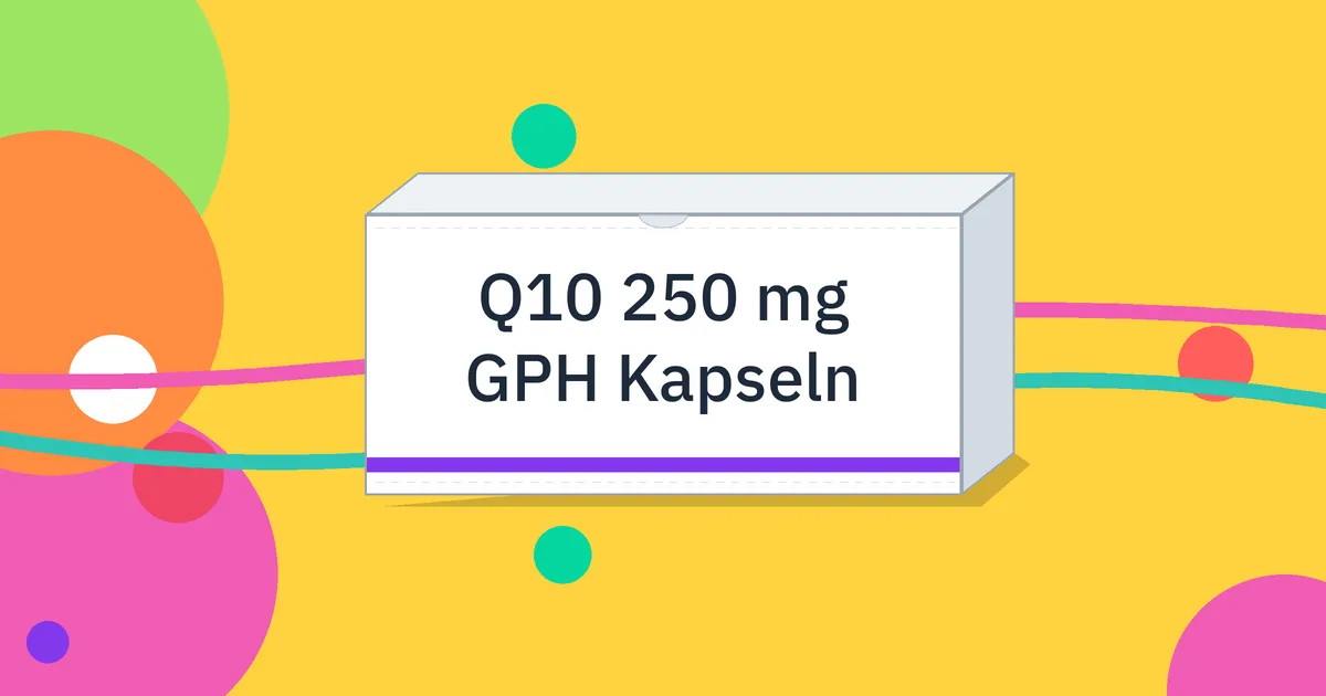 Symbolbild: Packung mit der Aufschrift Q10 250 mg GPH Kapseln (PZN 09722433) – Verfügbarkeit und Bezug in Apotheken in Frankfurt am Main