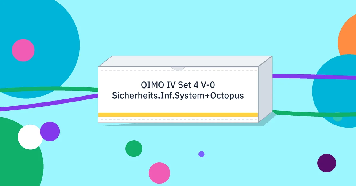 Symbolbild: Packung mit der Aufschrift QIMO IV Set 4 V-0 Sicherheits.Inf.System+Octopus (PZN 14288306) – Verfügbarkeit und Bezug in Apotheken in Frankfurt am Main