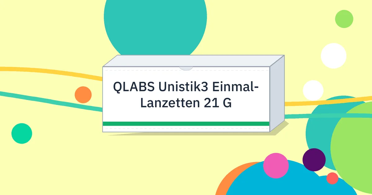 Symbolbild: Packung mit der Aufschrift QLABS Unistik3 Einmal-Lanzetten 21 G (PZN 12581628) – Verfügbarkeit und Bezug in Apotheken in Frankfurt am Main