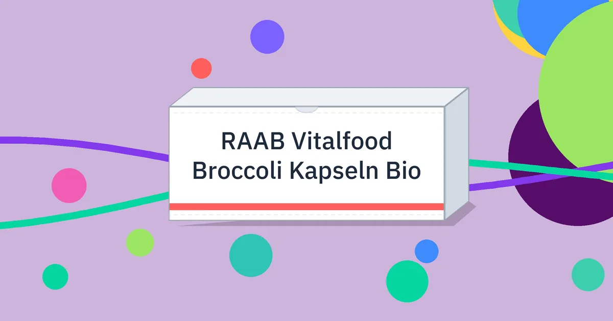 Symbolbild: Packung mit der Aufschrift RAAB Vitalfood Broccoli Kapseln Bio (PZN 19304895) – Verfügbarkeit und Bezug in Apotheken in Frankfurt am Main