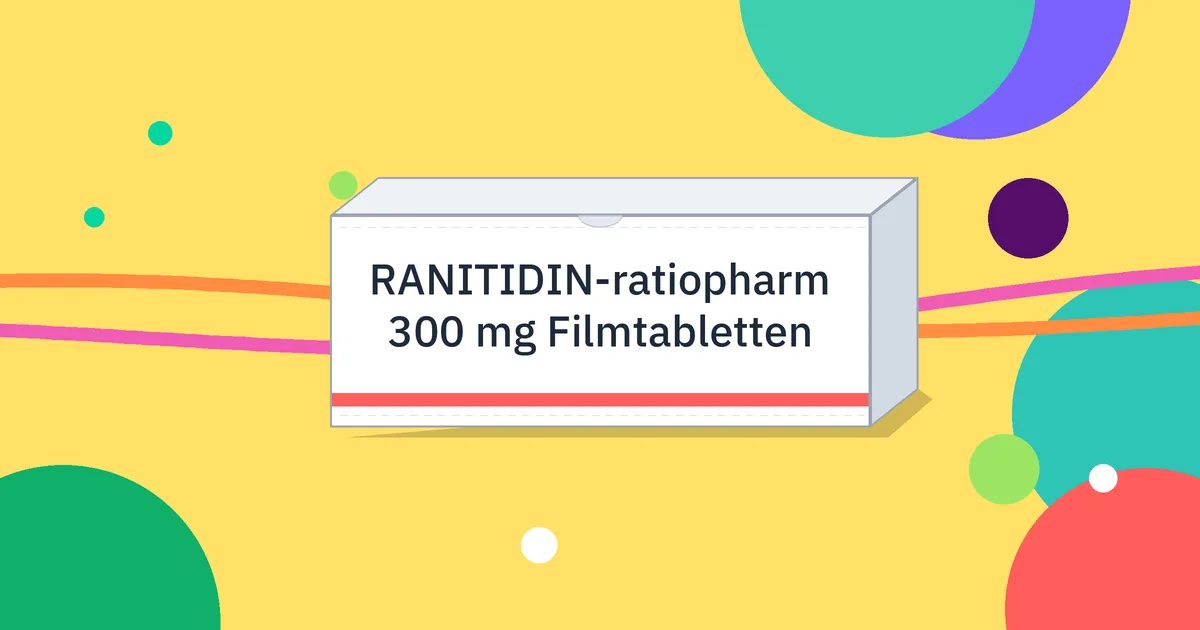 Symbolbild: Packung mit der Aufschrift RANITIDIN-ratiopharm 300 mg Filmtabletten (PZN 07156389) – Verfügbarkeit und Bezug in Apotheken in Frankfurt am Main