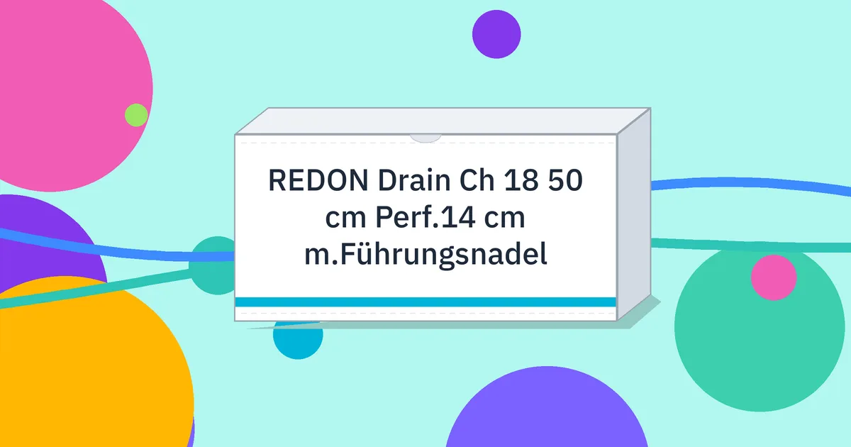 Symbolbild: Packung mit der Aufschrift REDON Drain Ch 18 50 cm Perf.14 cm m.Führungsnadel (PZN 13831978) – Verfügbarkeit und Bezug in Apotheken in Frankfurt am Main