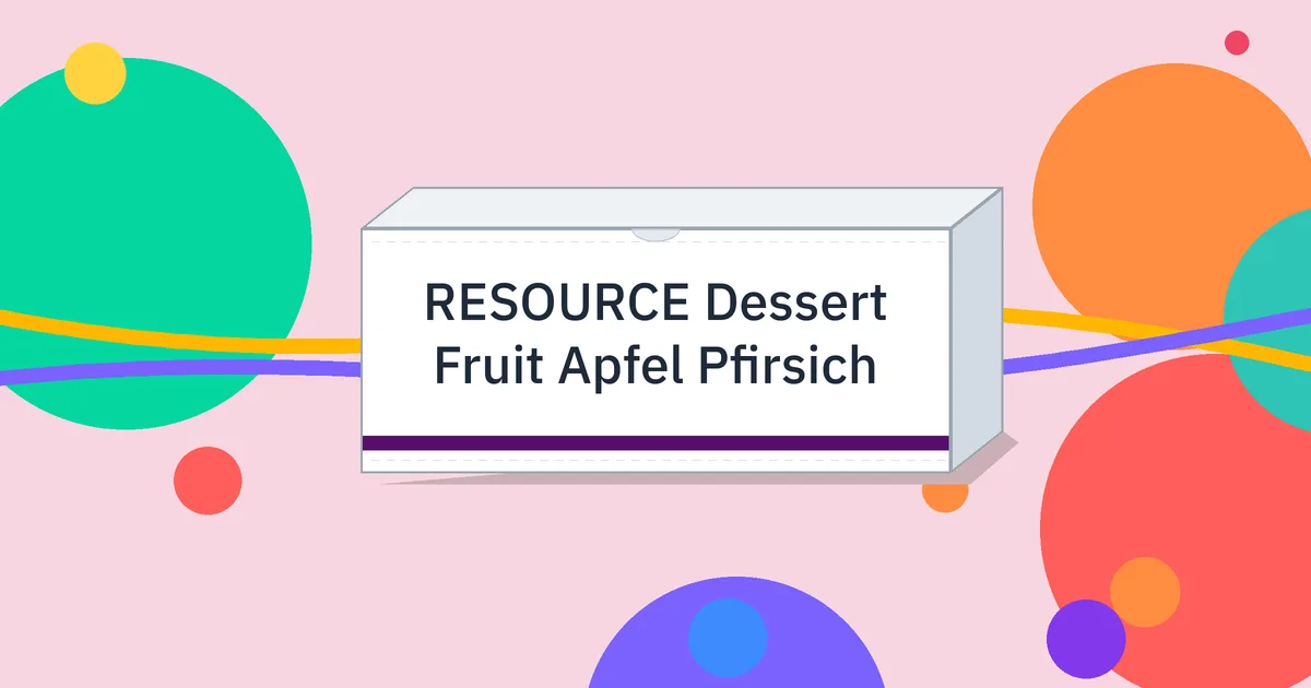 Symbolbild: Packung mit der Aufschrift RESOURCE Dessert Fruit Apfel Pfirsich (PZN 07554032) – Verfügbarkeit und Bezug in Apotheken in Frankfurt am Main
