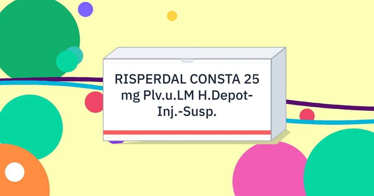 Symbolbild: Packung mit der Aufschrift RISPERDAL CONSTA 25 mg Plv.u.LM H.Depot-Inj.-Susp. (PZN 13839655) – Verfügbarkeit und Bezug in Apotheken in Frankfurt am Main
