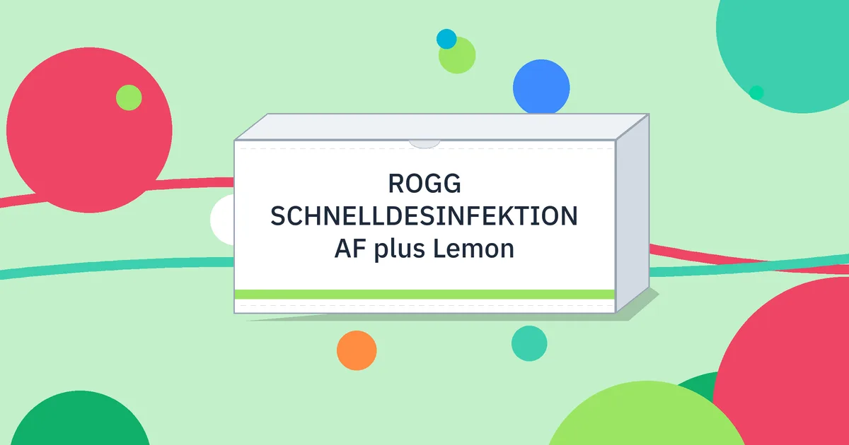 Symbolbild: Packung mit der Aufschrift ROGG SCHNELLDESINFEKTION AF plus Lemon (PZN 17600862) – Verfügbarkeit und Bezug in Apotheken in Frankfurt am Main