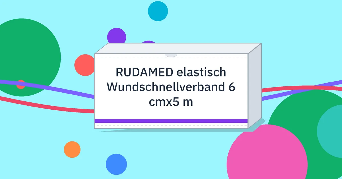 Symbolbild: Packung mit der Aufschrift RUDAMED elastisch Wundschnellverband 6 cmx5 m (PZN 15892576) – Verfügbarkeit und Bezug in Apotheken in Frankfurt am Main