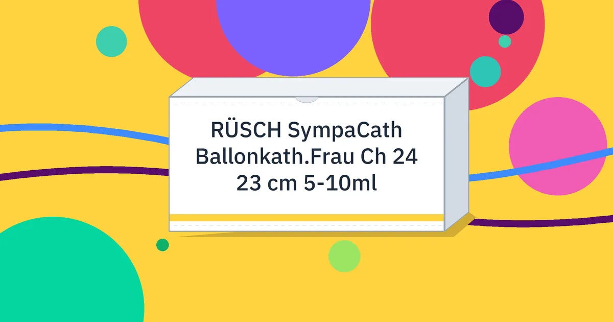 Symbolbild: Packung mit der Aufschrift RÜSCH SympaCath Ballonkath.Frau Ch 24 23 cm 5-10ml (PZN 07710124) – Verfügbarkeit und Bezug in Apotheken in Frankfurt am Main