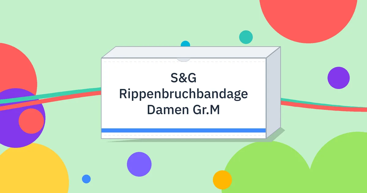 Symbolbild: Packung mit der Aufschrift S&G Rippenbruchbandage Damen Gr.M (PZN 05044893) – Verfügbarkeit und Bezug in Apotheken in Frankfurt am Main