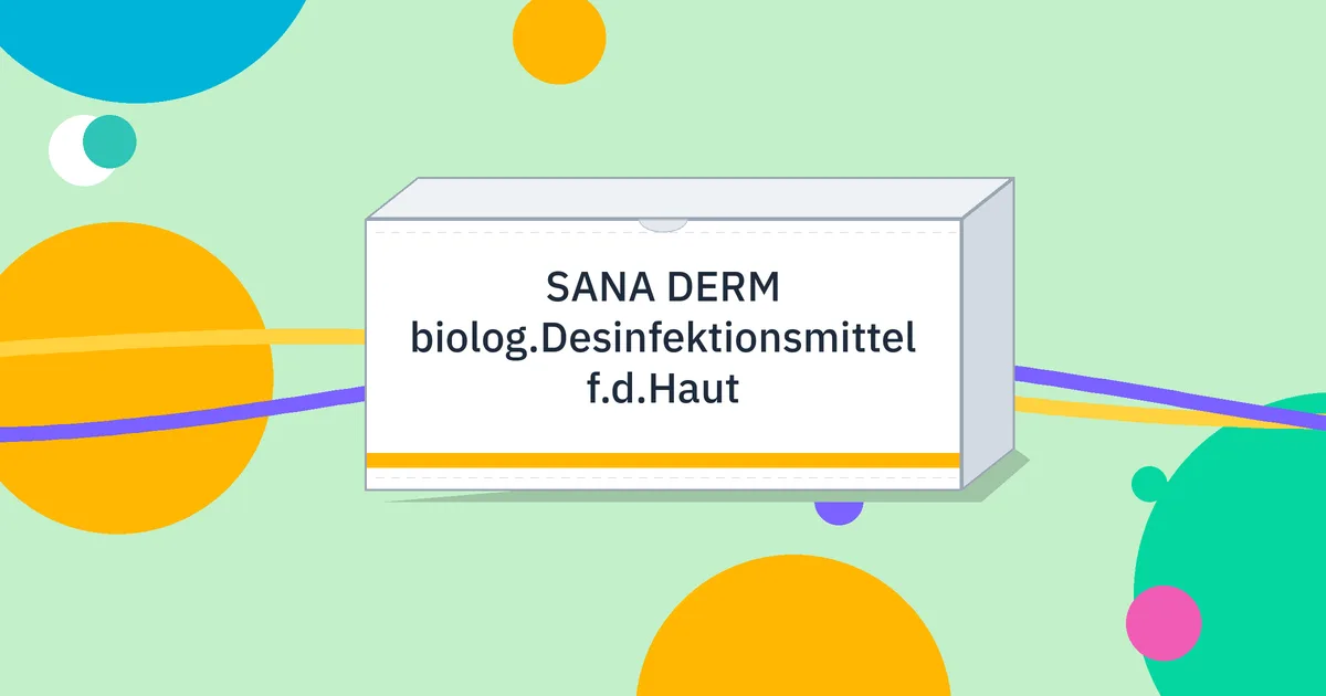 Symbolbild: Packung mit der Aufschrift SANA DERM biolog.Desinfektionsmittel f.d.Haut (PZN 12870700) – Verfügbarkeit und Bezug in Apotheken in Frankfurt am Main