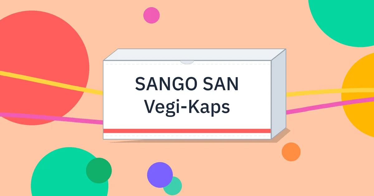 Symbolbild: Packung mit der Aufschrift SANGO SAN Vegi-Kaps (PZN 13863990) – Verfügbarkeit und Bezug in Apotheken in Frankfurt am Main