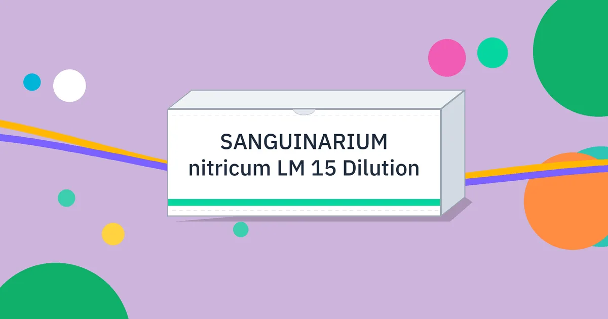 Symbolbild: Packung mit der Aufschrift SANGUINARIUM nitricum LM 15 Dilution (PZN 13181730) – Verfügbarkeit und Bezug in Apotheken in Frankfurt am Main