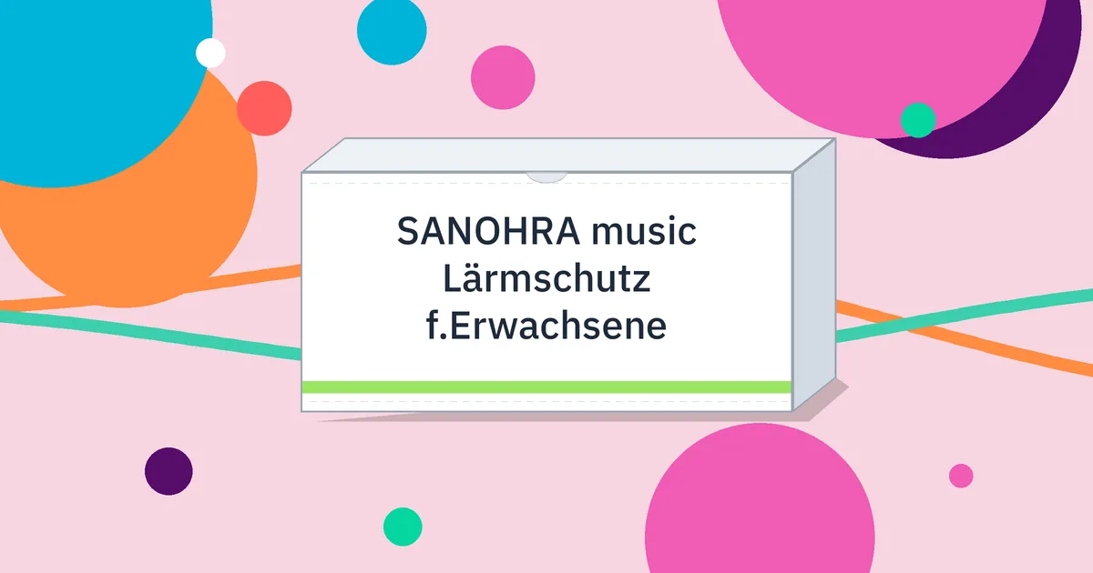 Symbolbild: Packung mit der Aufschrift SANOHRA music Lärmschutz f.Erwachsene (PZN 13893459) – Verfügbarkeit und Bezug in Apotheken in Frankfurt am Main
