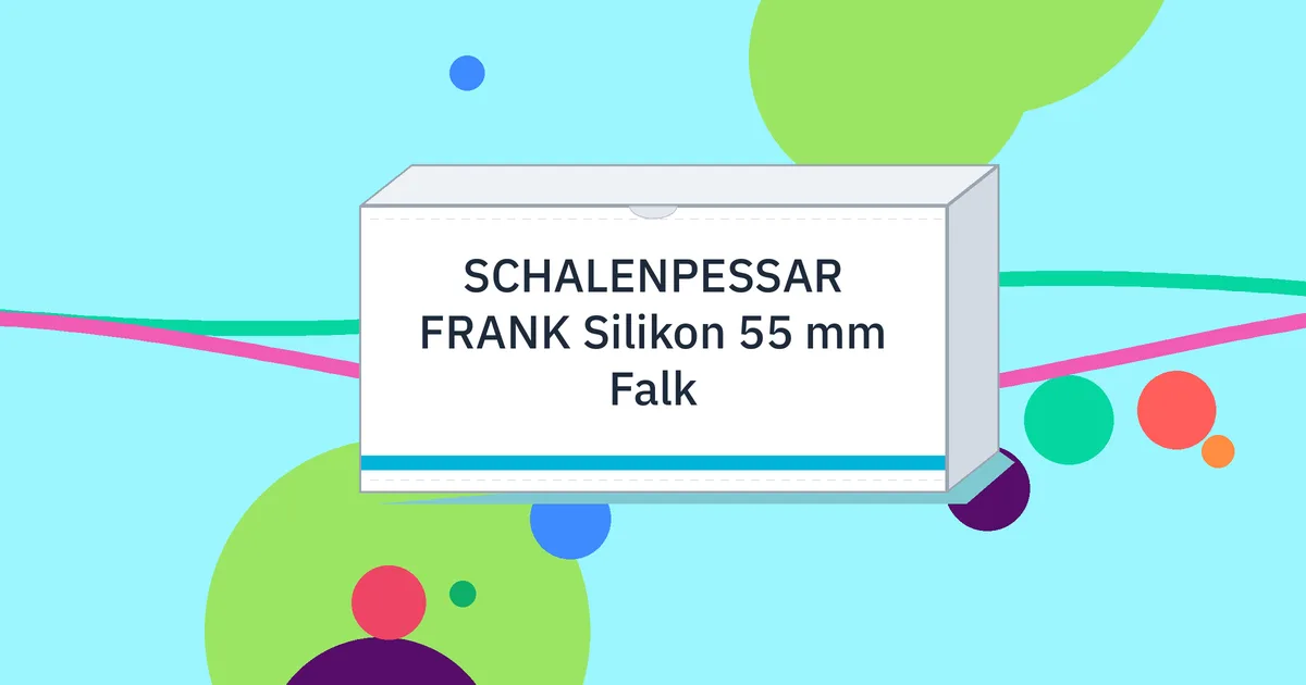 Symbolbild: Packung mit der Aufschrift SCHALENPESSAR FRANK Silikon 55 mm Falk (PZN 03279356) – Verfügbarkeit und Bezug in Apotheken in Frankfurt am Main
