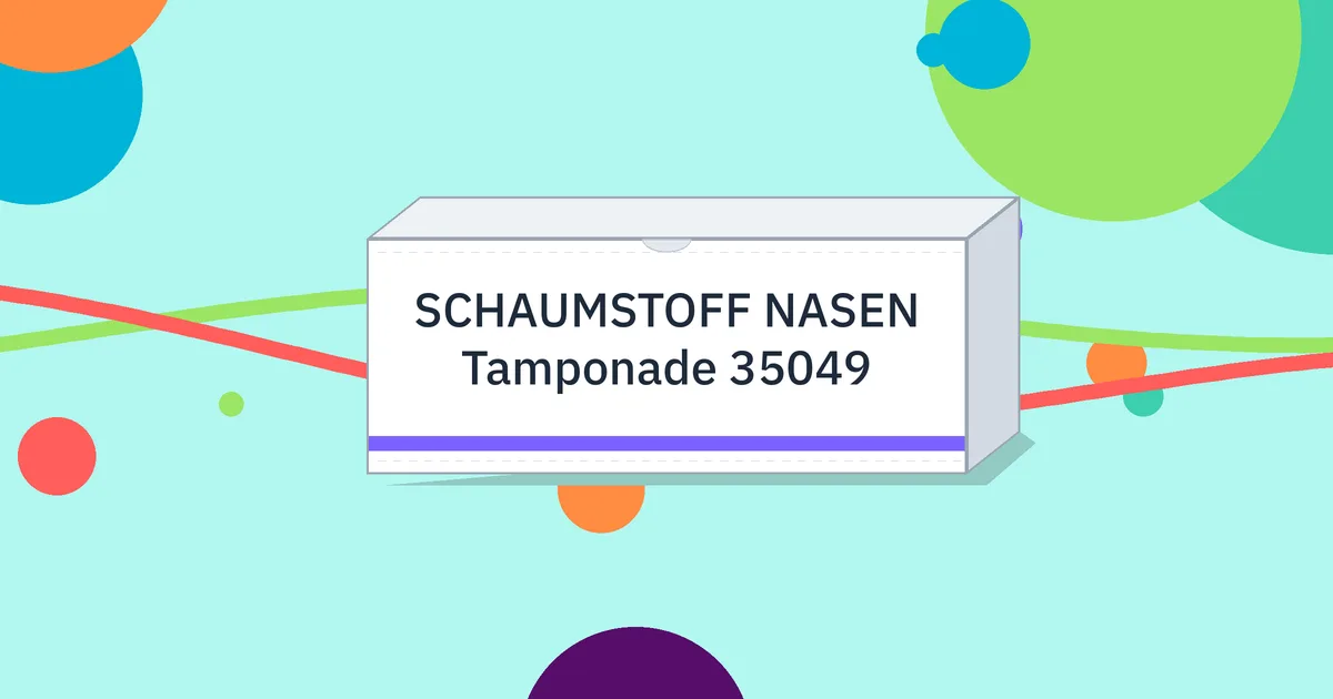 Symbolbild: Packung mit der Aufschrift SCHAUMSTOFF NASEN Tamponade 35049 (PZN 00185850) – Verfügbarkeit und Bezug in Apotheken in Frankfurt am Main