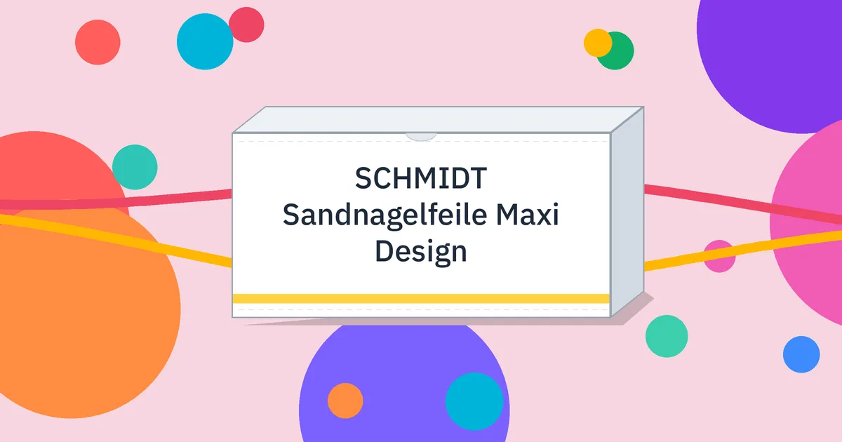 Symbolbild: Packung mit der Aufschrift SCHMIDT Sandnagelfeile Maxi Design (PZN 10063763) – Verfügbarkeit und Bezug in Apotheken in Frankfurt am Main