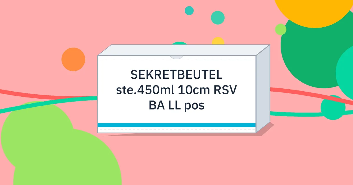 Symbolbild: Packung mit der Aufschrift SEKRETBEUTEL ste.450ml 10cm RSV BA LL pos (PZN 17488307) – Verfügbarkeit und Bezug in Apotheken in Frankfurt am Main