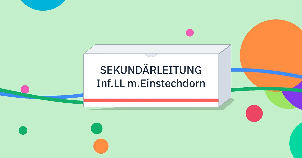 Symbolbild: Packung mit der Aufschrift SEKUNDÄRLEITUNG Inf.LL m.Einstechdorn (PZN 07424051) – Verfügbarkeit und Bezug in Apotheken in Frankfurt am Main