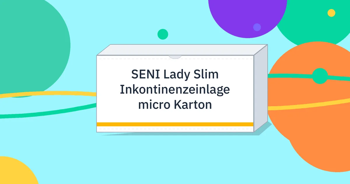 Symbolbild: Packung mit der Aufschrift SENI Lady Slim Inkontinenzeinlage micro Karton (PZN 20286754) – Verfügbarkeit und Bezug in Apotheken in Frankfurt am Main
