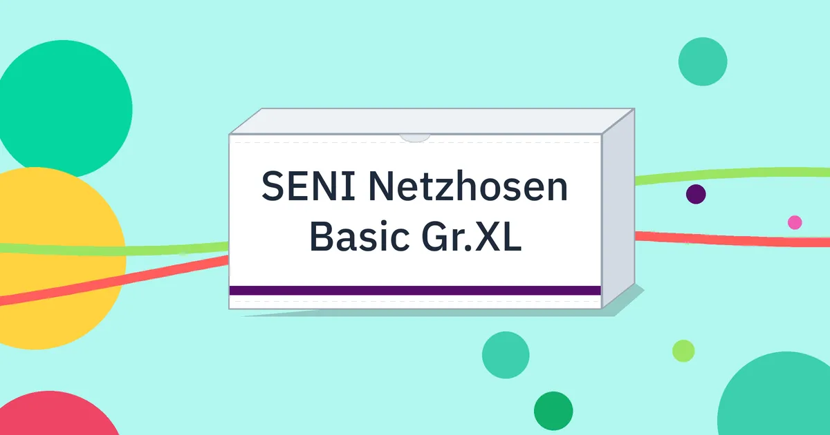 Symbolbild: Packung mit der Aufschrift SENI Netzhosen Basic Gr.XL (PZN 12665236) – Verfügbarkeit und Bezug in Apotheken in Frankfurt am Main