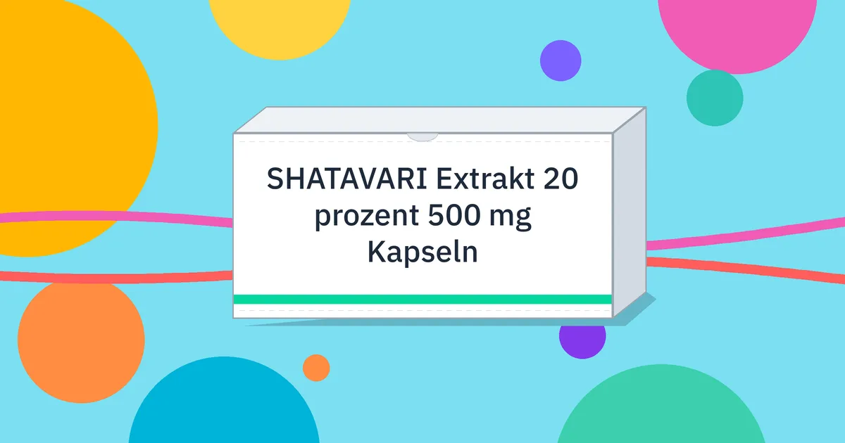 Symbolbild: Packung mit der Aufschrift SHATAVARI Extrakt 20  prozent 500 mg Kapseln (PZN 17943421) – Verfügbarkeit und Bezug in Apotheken in Frankfurt am Main