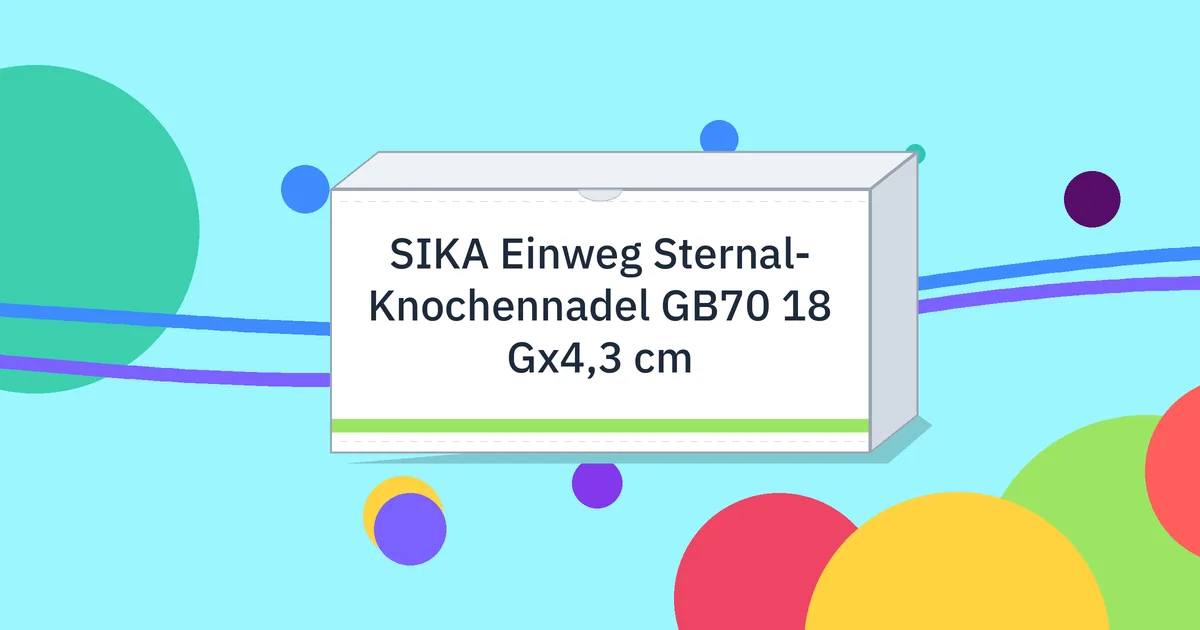 Symbolbild: Packung mit der Aufschrift SIKA Einweg Sternal-Knochennadel GB70 18 Gx4,3 cm (PZN 20595277) – Verfügbarkeit und Bezug in Apotheken in Frankfurt am Main