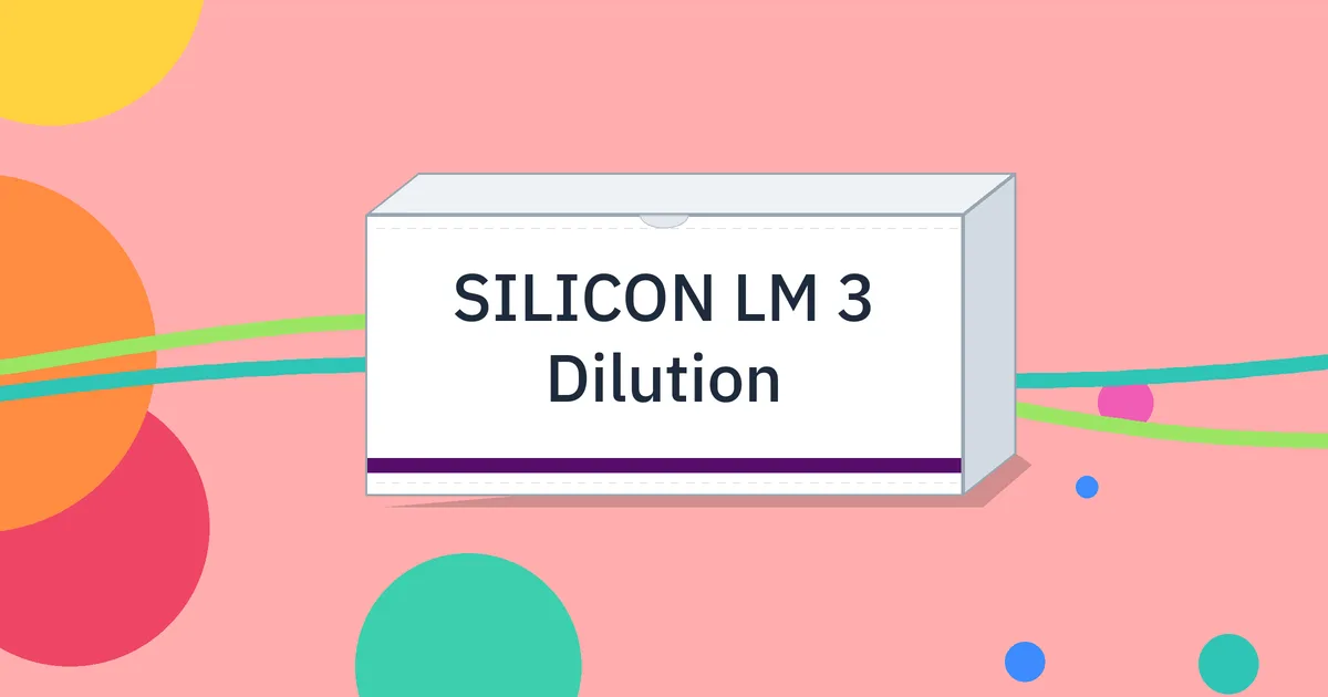 Symbolbild: Packung mit der Aufschrift SILICON LM 3 Dilution (PZN 13677939) – Verfügbarkeit und Bezug in Apotheken in Frankfurt am Main