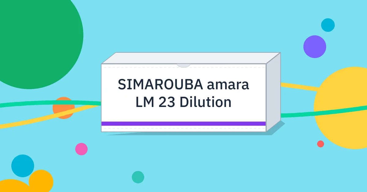 Symbolbild: Packung mit der Aufschrift SIMAROUBA amara LM 23 Dilution (PZN 13680232) – Verfügbarkeit und Bezug in Apotheken in Frankfurt am Main