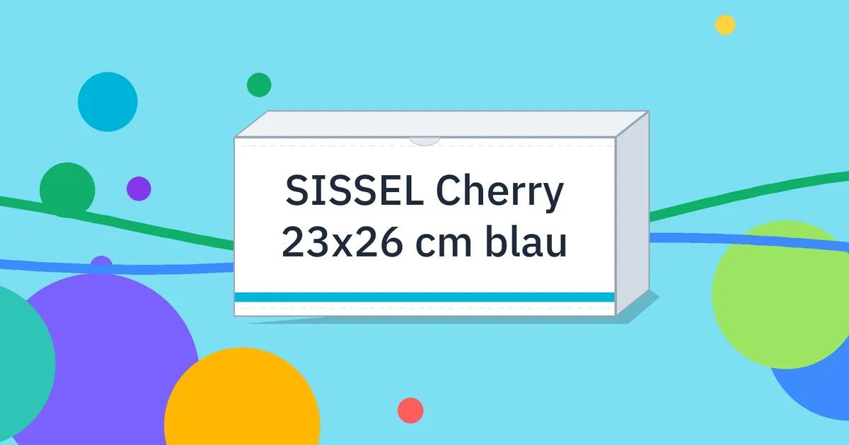 Symbolbild: Packung mit der Aufschrift SISSEL Cherry 23x26 cm blau (PZN 01051459) – Verfügbarkeit und Bezug in Apotheken in Frankfurt am Main
