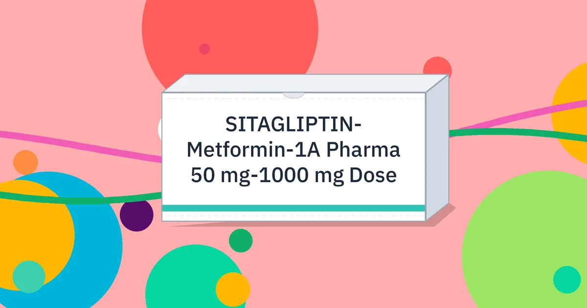 Symbolbild: Packung mit der Aufschrift SITAGLIPTIN-Metformin-1A Pharma 50 mg-1000 mg Dose (PZN 18776741) – Verfügbarkeit und Bezug in Apotheken in Frankfurt am Main