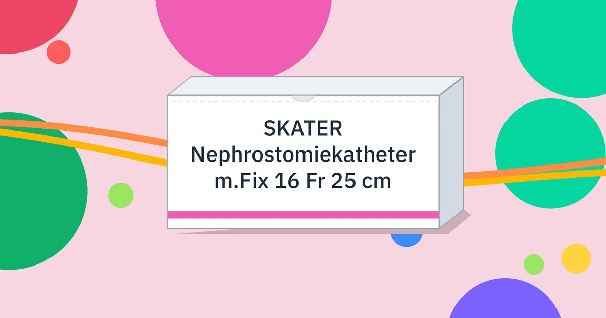 Symbolbild: Packung mit der Aufschrift SKATER Nephrostomiekatheter m.Fix 16 Fr 25 cm (PZN 06770064) – Verfügbarkeit und Bezug in Apotheken in Frankfurt am Main