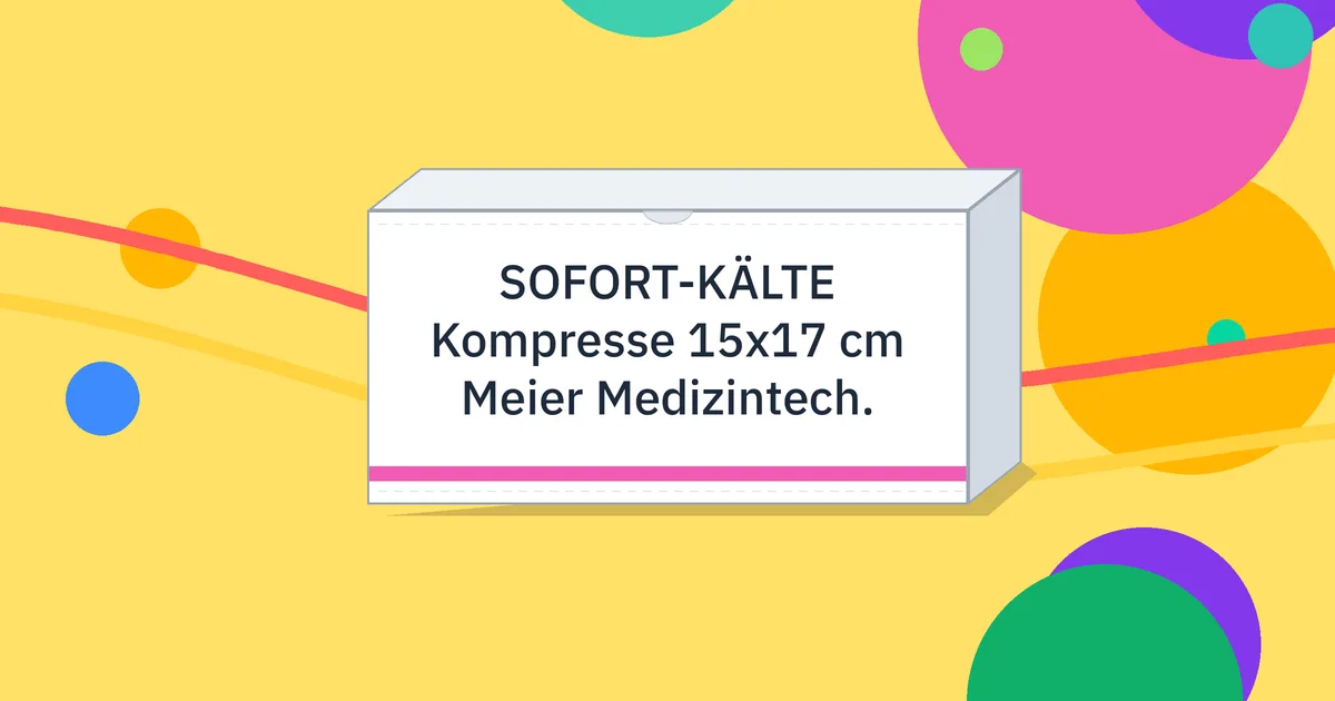 Symbolbild: Packung mit der Aufschrift SOFORT-KÄLTE Kompresse 15x17 cm Meier Medizintech. (PZN 14266397) – Verfügbarkeit und Bezug in Apotheken in Frankfurt am Main