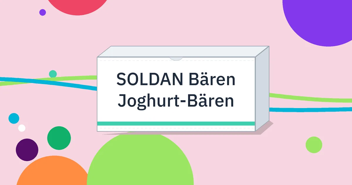 Symbolbild: Packung mit der Aufschrift SOLDAN Bären Joghurt-Bären (PZN 01875143) – Verfügbarkeit und Bezug in Apotheken in Frankfurt am Main