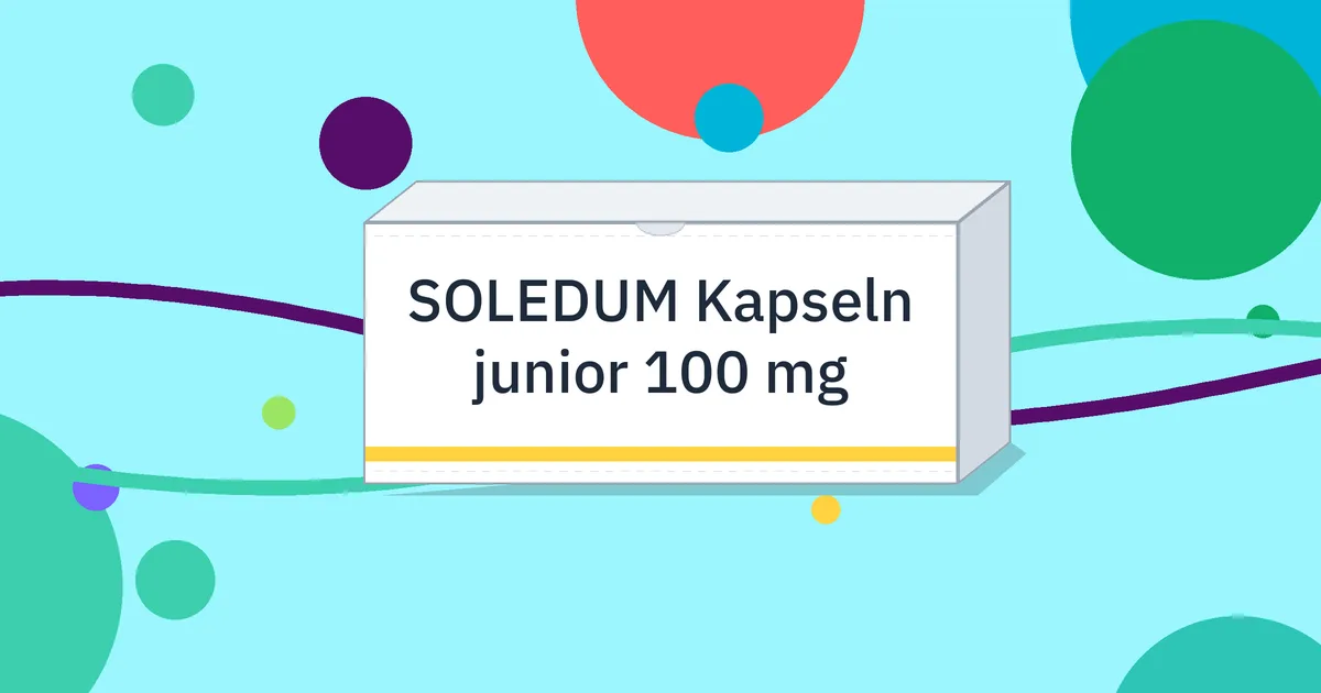 Symbolbild: Packung mit der Aufschrift SOLEDUM Kapseln junior 100 mg (PZN 10315957) – Verfügbarkeit und Bezug in Apotheken in Frankfurt am Main