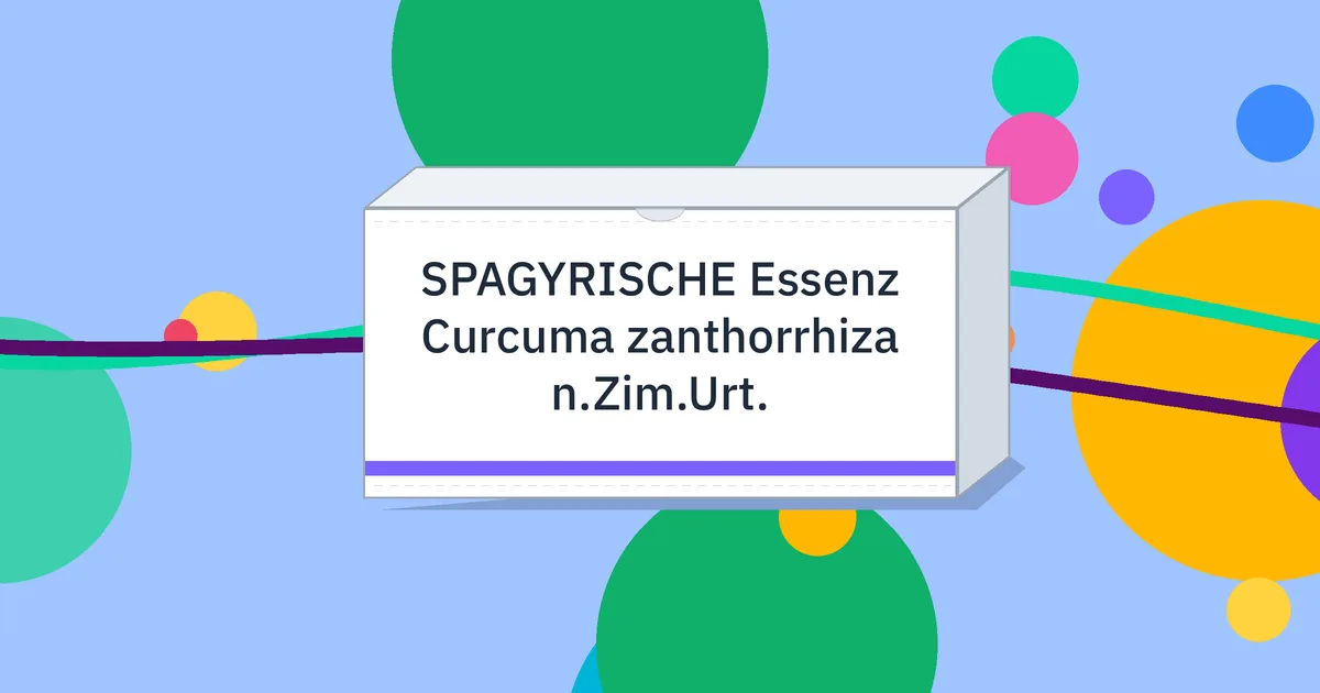 Symbolbild: Packung mit der Aufschrift SPAGYRISCHE Essenz Curcuma zanthorrhiza n.Zim.Urt. (PZN 13421967) – Verfügbarkeit und Bezug in Apotheken in Frankfurt am Main