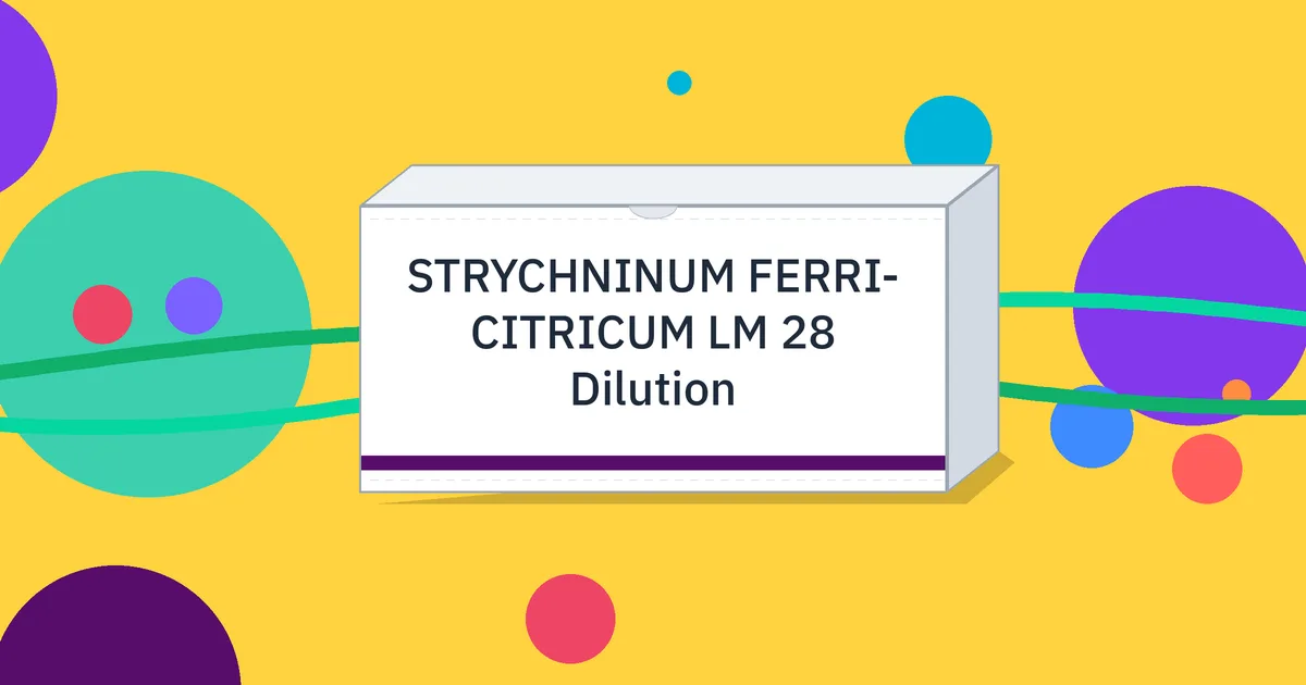 Symbolbild: Packung mit der Aufschrift STRYCHNINUM FERRI-CITRICUM LM 28 Dilution (PZN 13206430) – Verfügbarkeit und Bezug in Apotheken in Frankfurt am Main