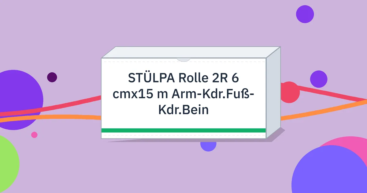 Symbolbild: Packung mit der Aufschrift STÜLPA Rolle 2R 6 cmx15 m Arm-Kdr.Fuß-Kdr.Bein (PZN 18725494) – Verfügbarkeit und Bezug in Apotheken in Frankfurt am Main