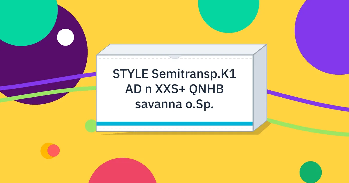 Symbolbild: Packung mit der Aufschrift STYLE Semitransp.K1 AD n XXS+ QNHB savanna o.Sp. (PZN 18869709) – Verfügbarkeit und Bezug in Apotheken in Frankfurt am Main