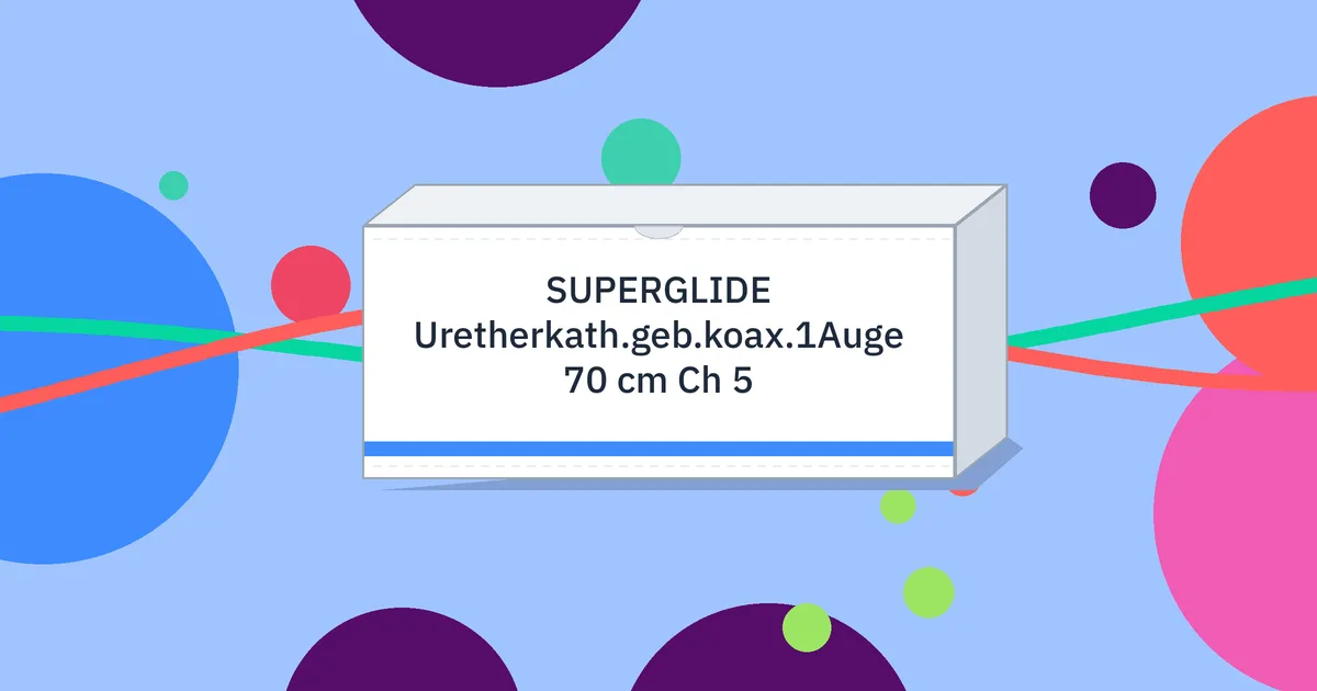 Symbolbild: Packung mit der Aufschrift SUPERGLIDE Uretherkath.geb.koax.1Auge 70 cm Ch 5 (PZN 12424969) – Verfügbarkeit und Bezug in Apotheken in Frankfurt am Main