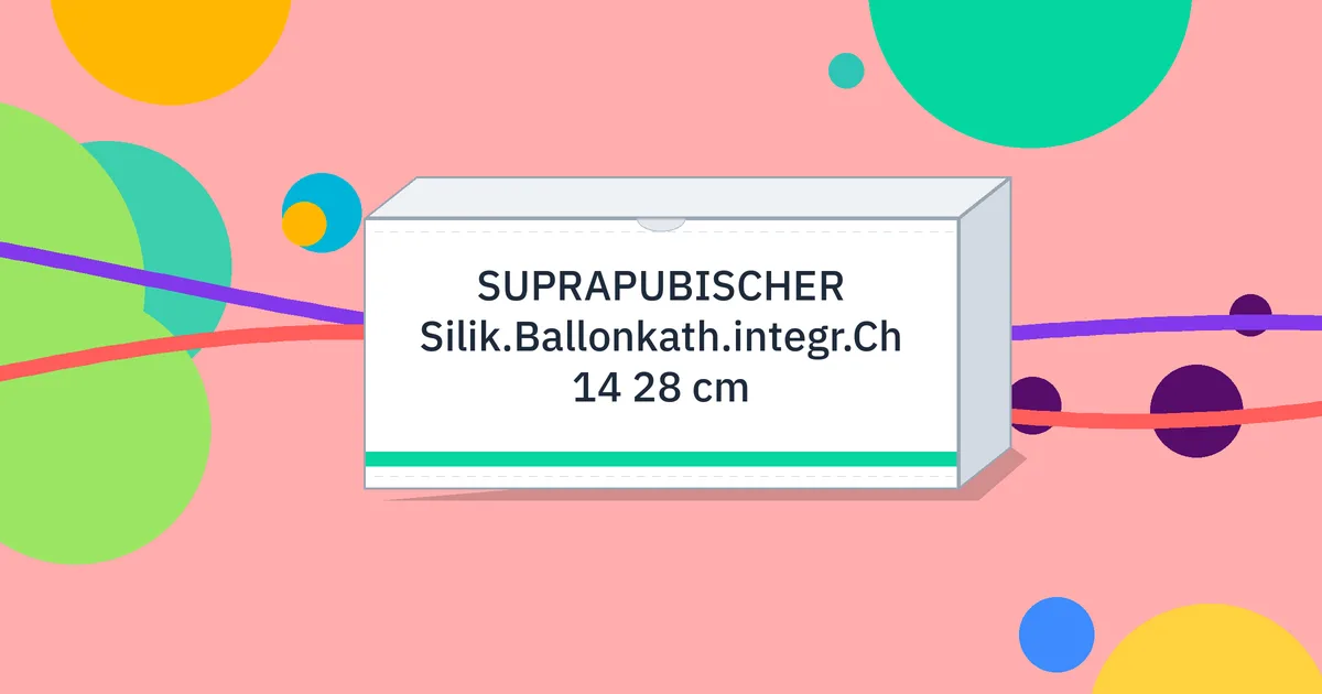 Symbolbild: Packung mit der Aufschrift SUPRAPUBISCHER Silik.Ballonkath.integr.Ch 14 28 cm (PZN 10981861) – Verfügbarkeit und Bezug in Apotheken in Frankfurt am Main
