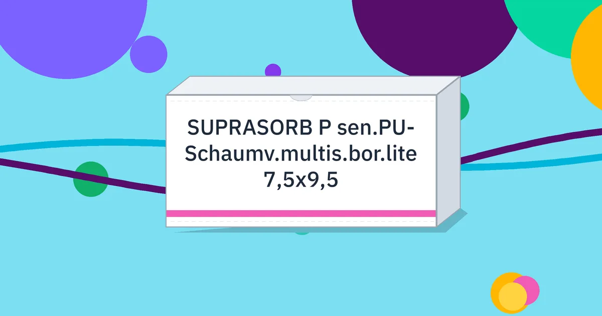 Symbolbild: Packung mit der Aufschrift SUPRASORB P sen.PU-Schaumv.multis.bor.lite 7,5x9,5 (PZN 17178251) – Verfügbarkeit und Bezug in Apotheken in Frankfurt am Main