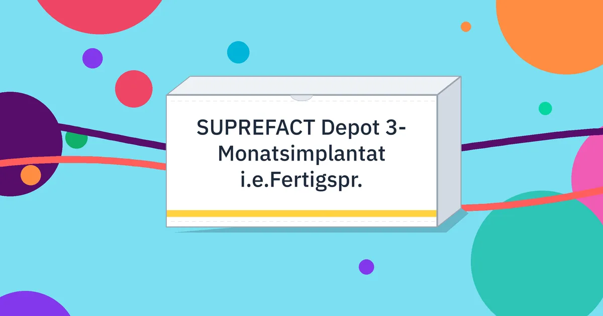 Symbolbild: Packung mit der Aufschrift SUPREFACT Depot 3-Monatsimplantat i.e.Fertigspr. (PZN 09194187) – Verfügbarkeit und Bezug in Apotheken in Frankfurt am Main