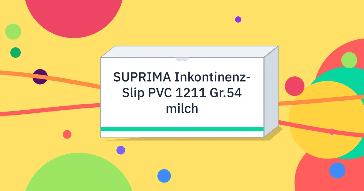 Symbolbild: Packung mit der Aufschrift SUPRIMA Inkontinenz-Slip PVC 1211 Gr.54 milch (PZN 03922668) – Verfügbarkeit und Bezug in Apotheken in Frankfurt am Main