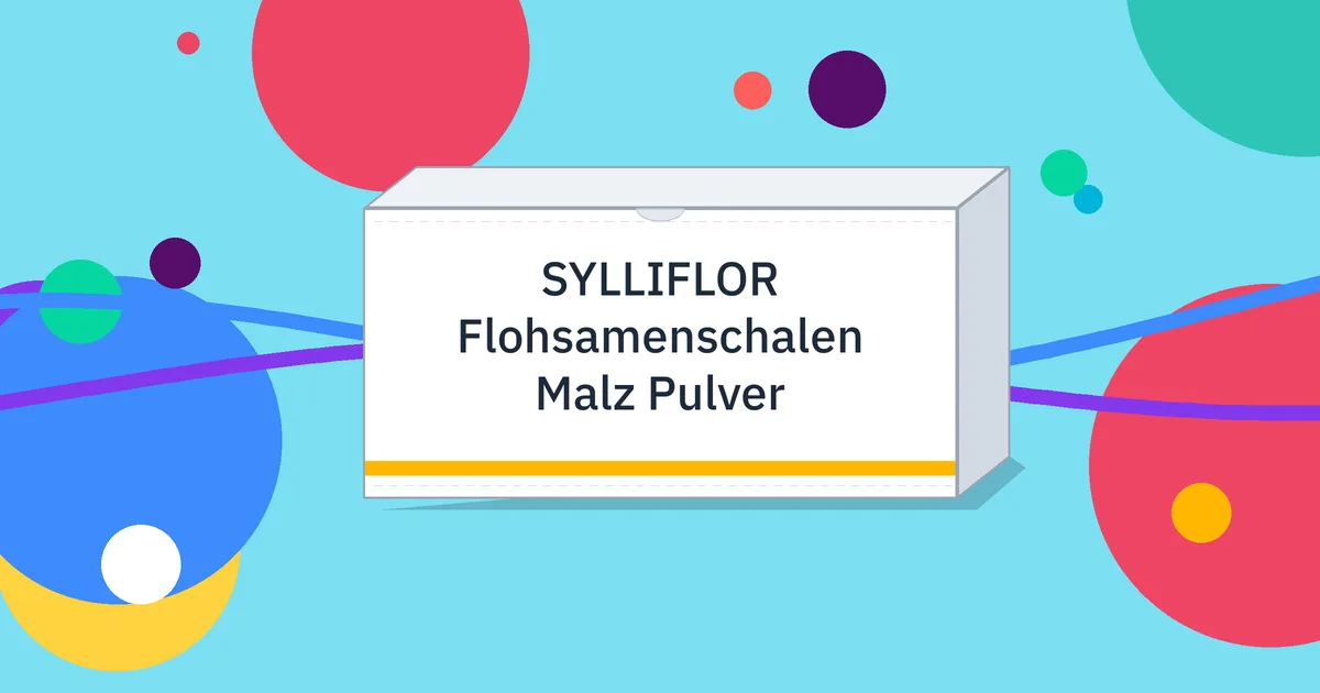 Symbolbild: Packung mit der Aufschrift SYLLIFLOR Flohsamenschalen Malz Pulver (PZN 19131331) – Verfügbarkeit und Bezug in Apotheken in Frankfurt am Main