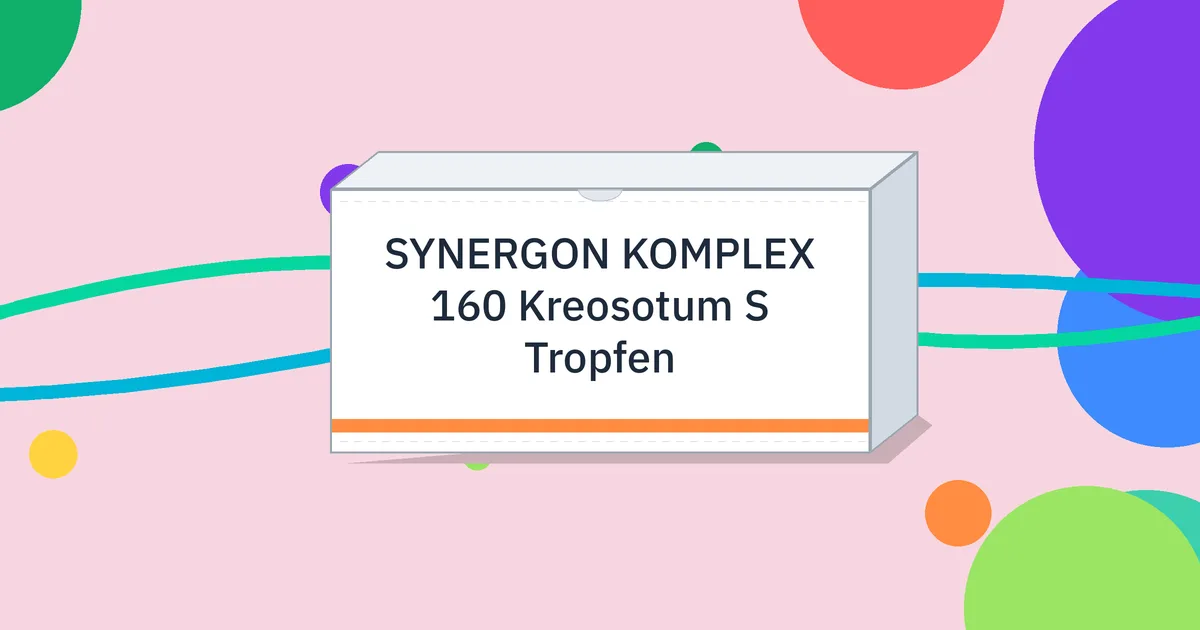 Symbolbild: Packung mit der Aufschrift SYNERGON KOMPLEX 160 Kreosotum S Tropfen (PZN 20272189) – Verfügbarkeit und Bezug in Apotheken in Frankfurt am Main