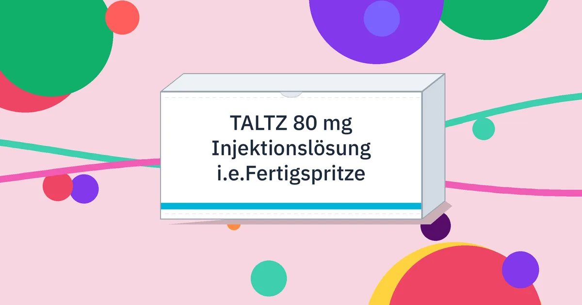 Symbolbild: Packung mit der Aufschrift TALTZ 80 mg Injektionslösung i.e.Fertigspritze (PZN 13584623) – Verfügbarkeit und Bezug in Apotheken in Frankfurt am Main