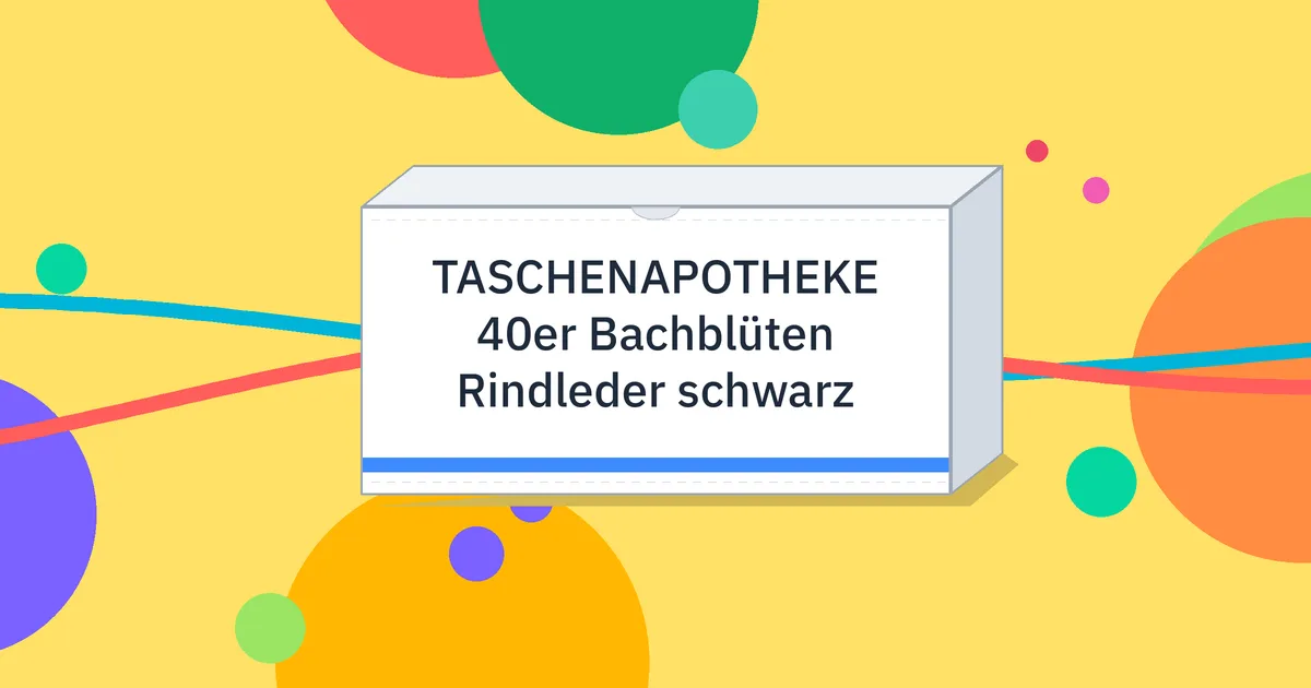 Symbolbild: Packung mit der Aufschrift TASCHENAPOTHEKE 40er Bachblüten Rindleder schwarz (PZN 11035668) – Verfügbarkeit und Bezug in Apotheken in Frankfurt am Main